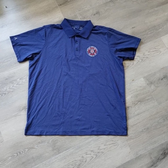 Antigua | Shirts | Chicago Fire Polo Xl Shirt Blue White Striped ...